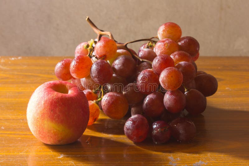 Red Apple and Red Grape Art Still Life Stock Image - Image of chestnut ...