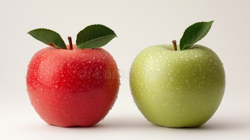 Red Apple and Green Apple Side by Side Generative AI Illustration Stock ...