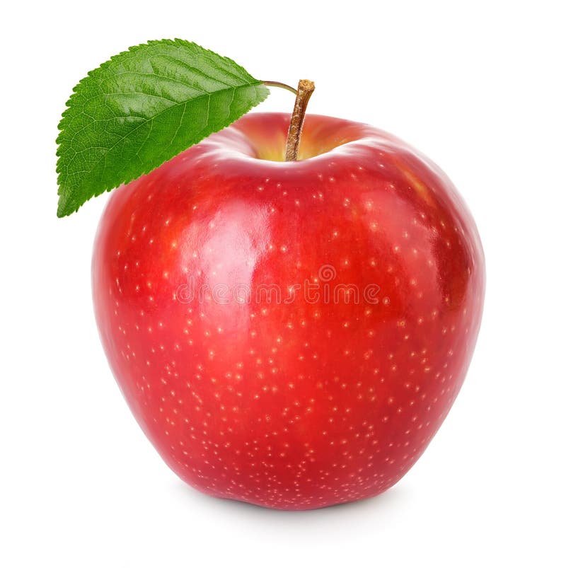 Red Apple With Green Leaf Isolated On A White Background Stock Image