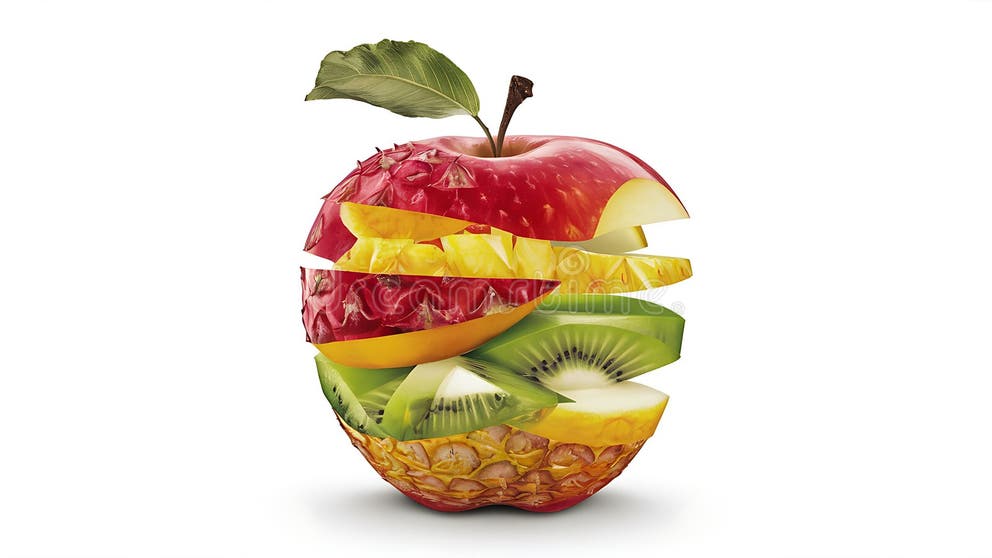 Stacked Fruit Apple Kiwi Pineapple Mango Stock Illustration ...