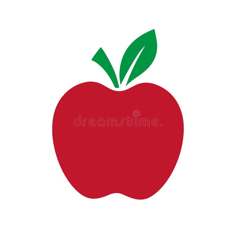 Red Apple With Green Leaf Vector Illustration Stock Vector