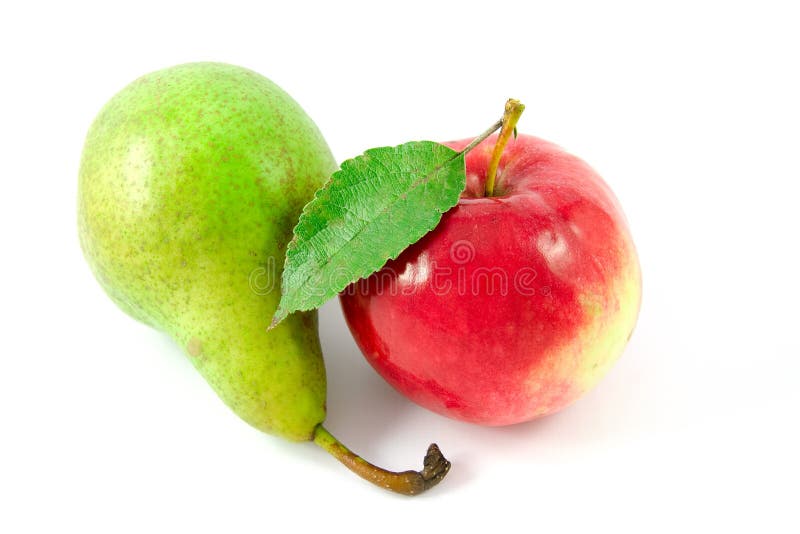 Red apple and green pear stock photo. Image of foil, organic - 11389644