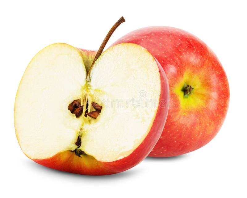 Red Apple and Half of Apple on the White Background Stock Image - Image ...