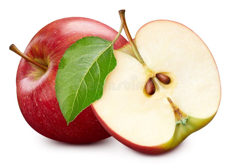 Red Apple Half Isolated on White Background Stock Photo - Image of ...