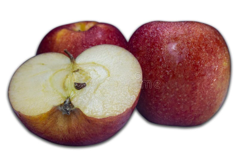 Red Apple Half Isolated on White with Clipping Path Stock Image - Image ...
