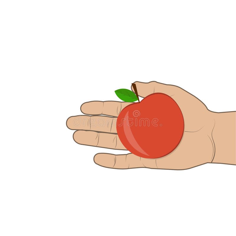 Apple on a man`s hand stock vector. Illustration of nature - 203779748
