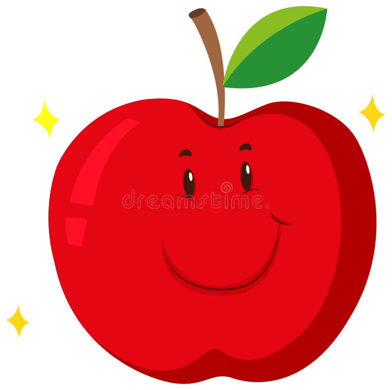 Red apple with happy face stock vector. Illustration of eyes - 243224036