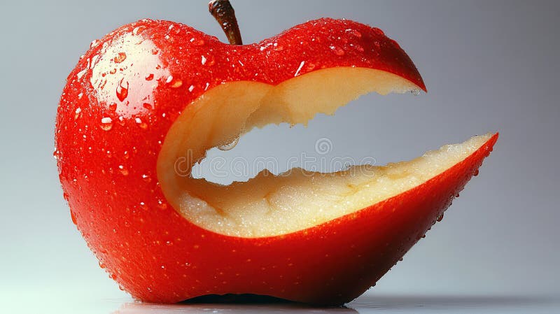 Red Apple with Heart Shape Bite Stock Illustration - Illustration of ...