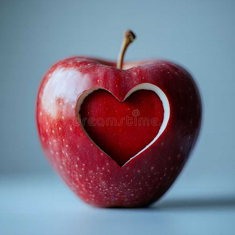 Red Apple with Heart Shape Carved Inside Romantic Love Concept Stock ...