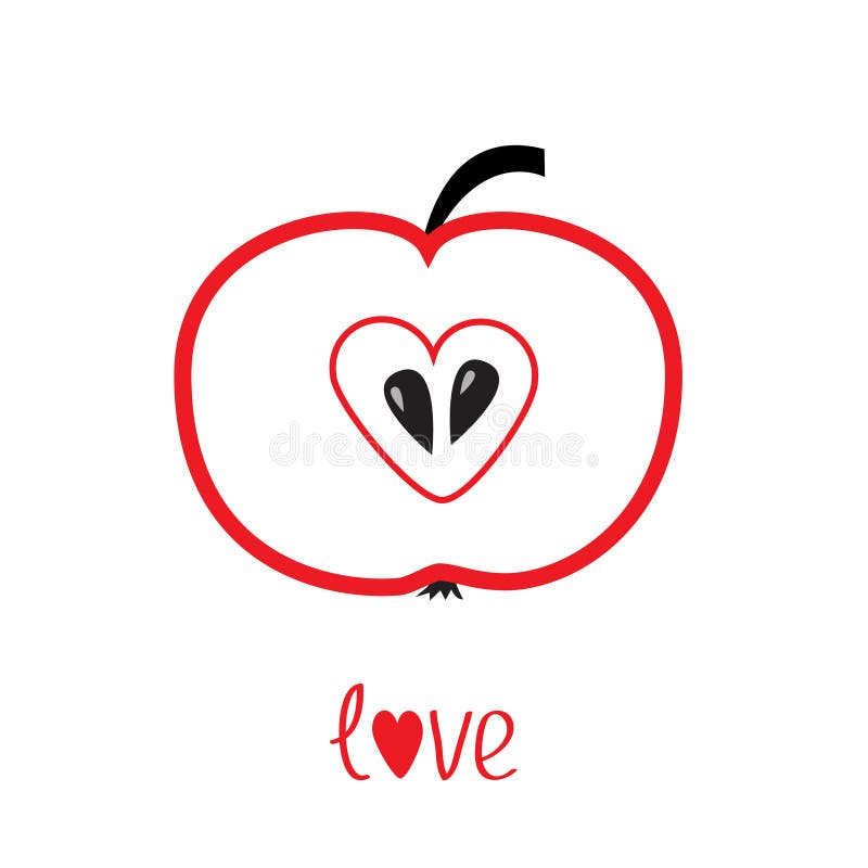 Red Apple with Heart Shape. Love Vector Card. Stock Vector ...