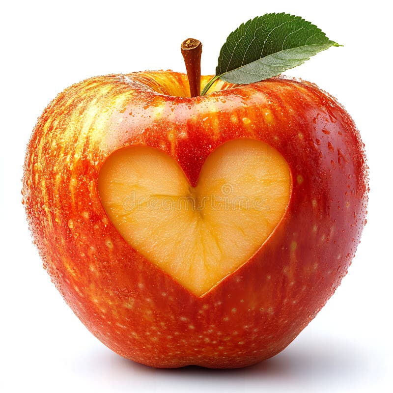 A Red Apple with a Heart Shaped Core Healthy Eating Concept Stock ...