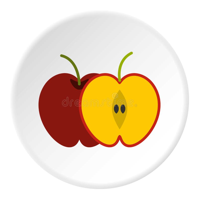 Red apple icon circle stock vector. Illustration of purity - 95410893