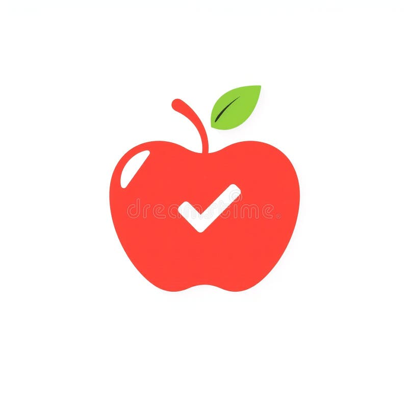 Healthy Nutrition Icon: Apple Checkmark Vector, Generative AI Stock ...