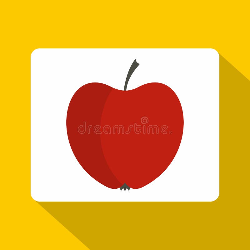Red apple icon, flat style stock vector. Illustration of healthy - 90285549
