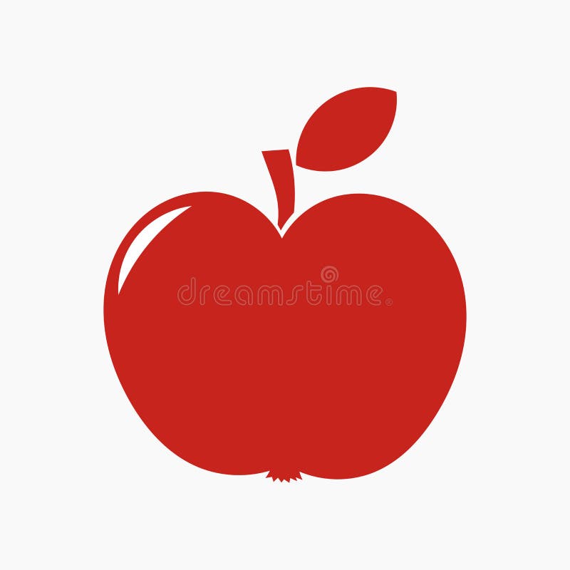 Red apple icon stock vector. Illustration of leaf, fruit - 79104479