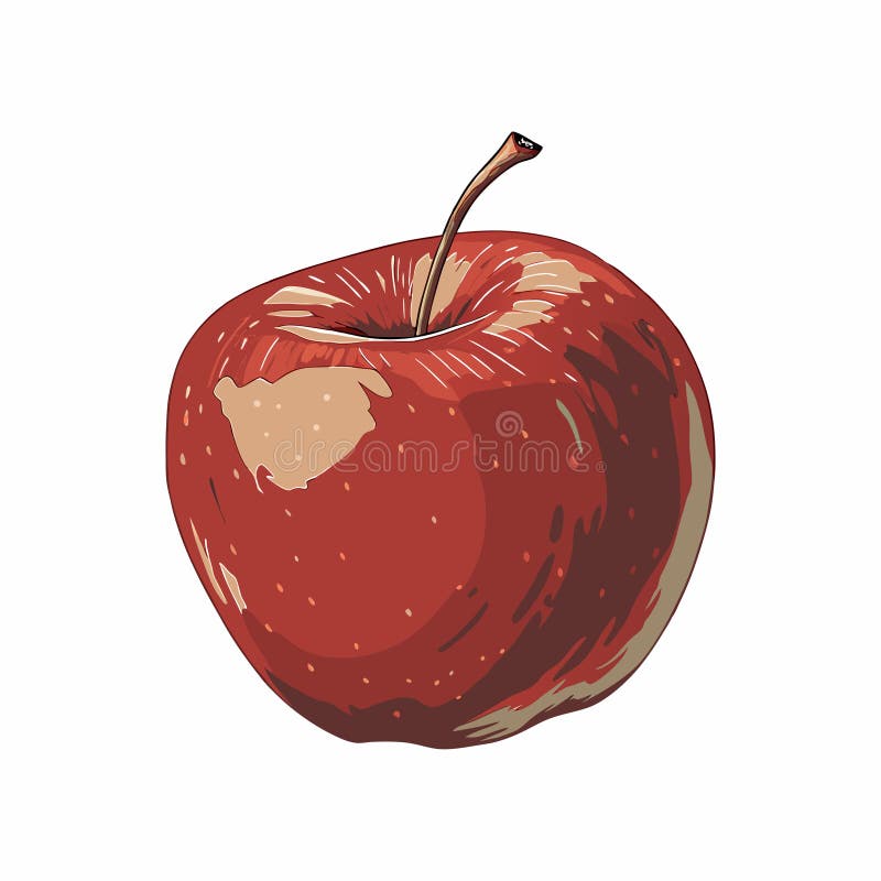An red apple illustrator stock vector. Illustration of simple - 373481932