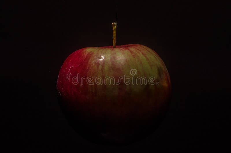 Red Apple Isolated on a Black Background in a Low Key Stock Image ...