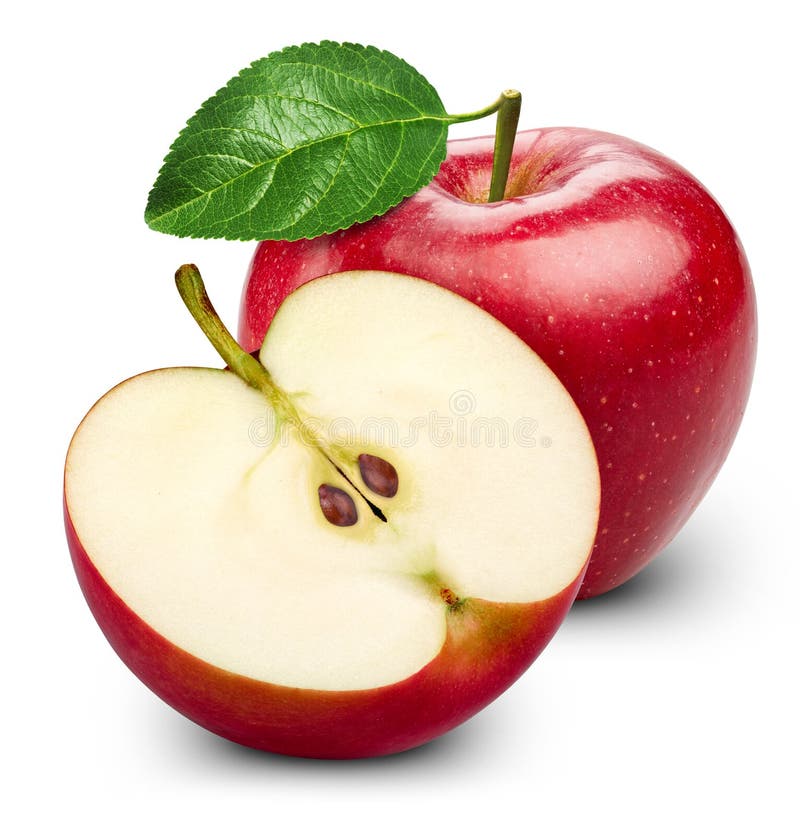 Red Apple Isolated on White Stock Image - Image of leaf, fruit: 134754551
