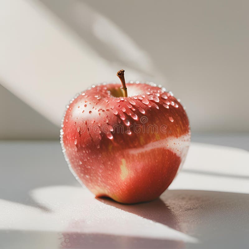 Red Apple Isolated on White Apple with Water Droplets Adorns Its Smooth ...