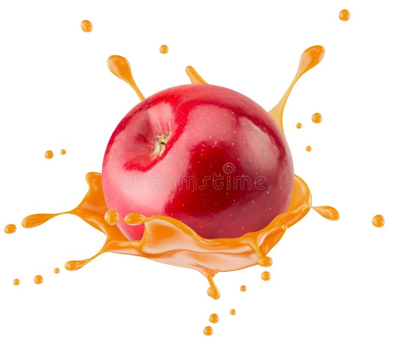 Red Apple with Juice Splash Isolated on a White Background. Clipping ...