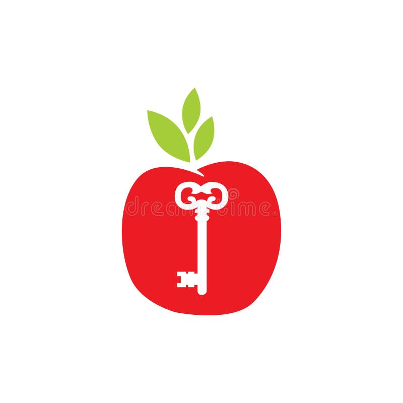 Red apple key logo icon stock vector. Illustration of single - 230113737