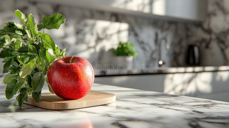 Red Apple Kitchen Counter Sunlight Modern Design Stock Illustration ...