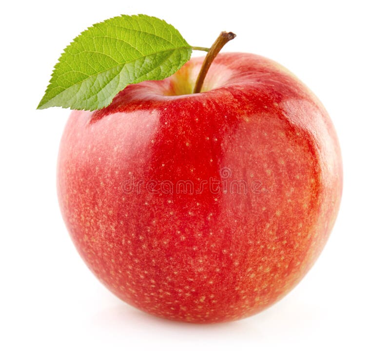 Red apple with leaf stock image. Image of natural, green - 125261339