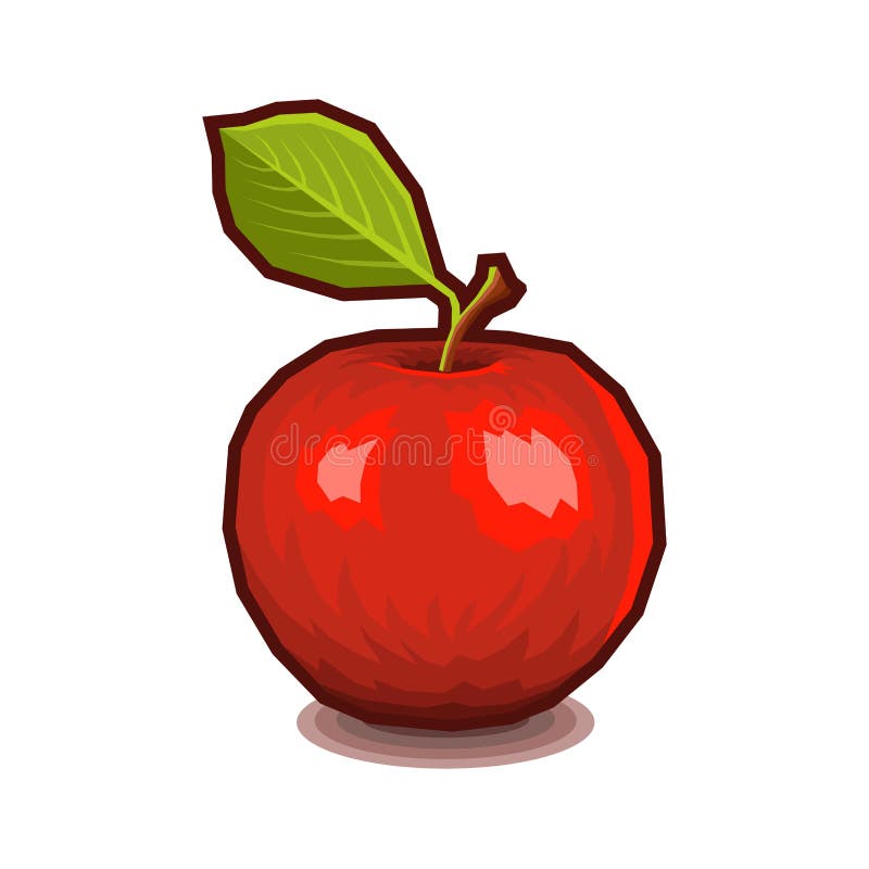 Red Apple with Leaf Icon. Vector Stock Vector - Illustration of shiny ...