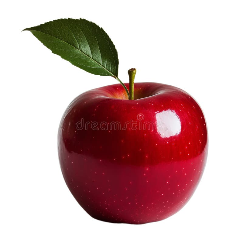 Red Apple with Leaf Isolated on Transparentbackground. Stock Photo ...