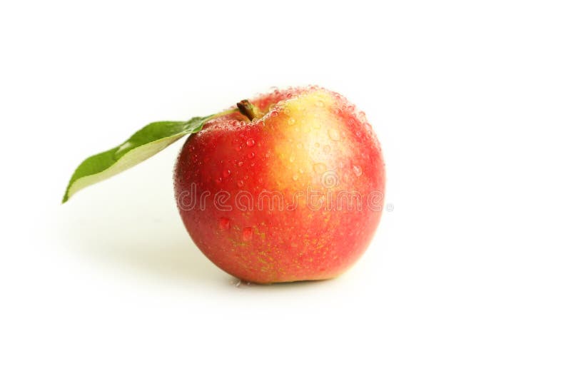 Red Apple with Leaf Isolated on White. Stock Photo - Image of fresh ...
