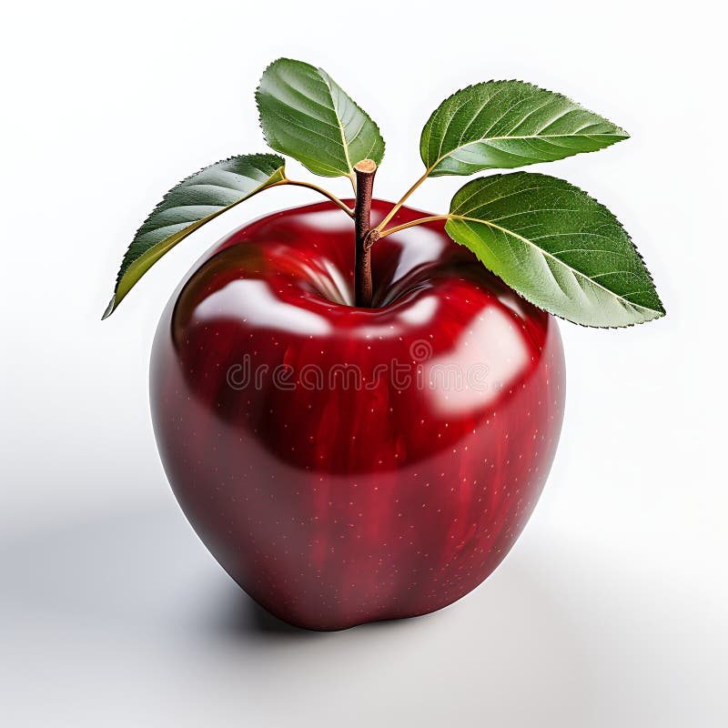 Red Apple with Leaf Isolated on White Background Stock Illustration ...