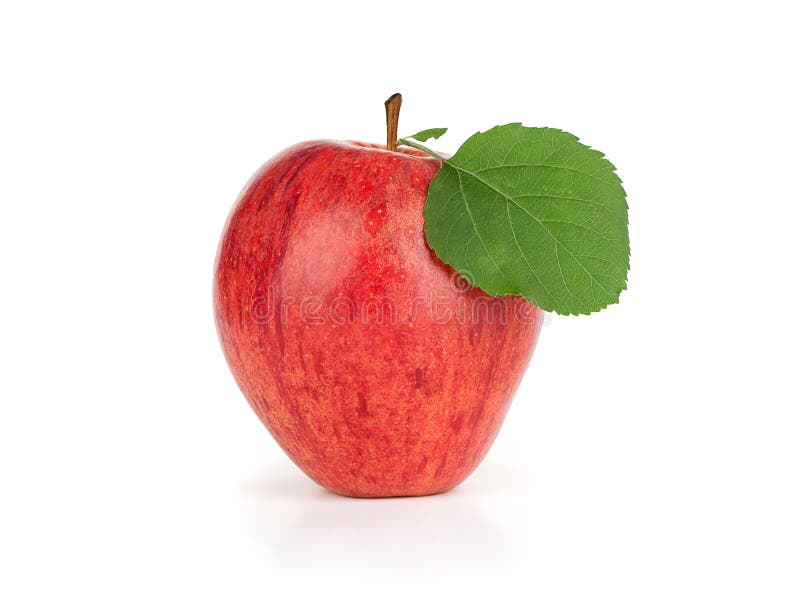 Red apple with leaf stock photo. Image of healthy, vegetarian - 31683410