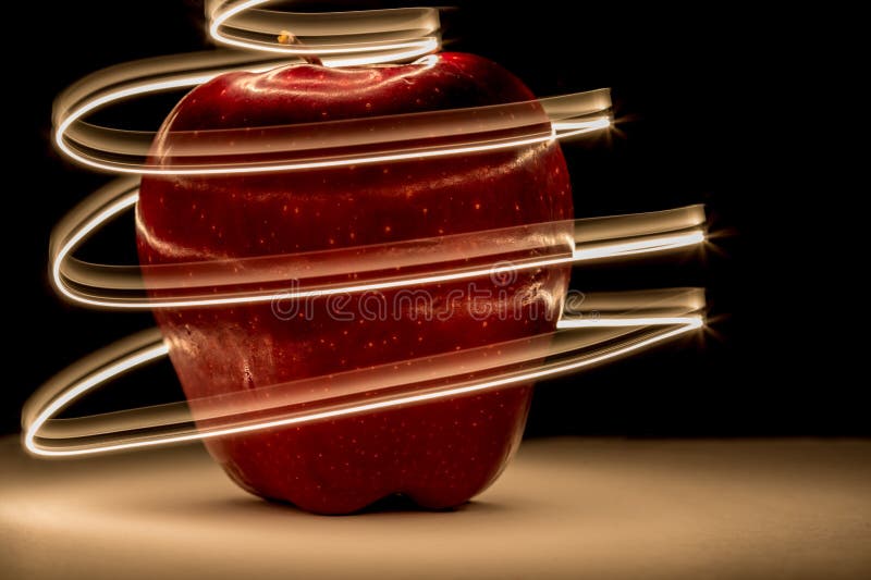 Red Apple with Light Spiral Stock Image - Image of organic, healthy ...