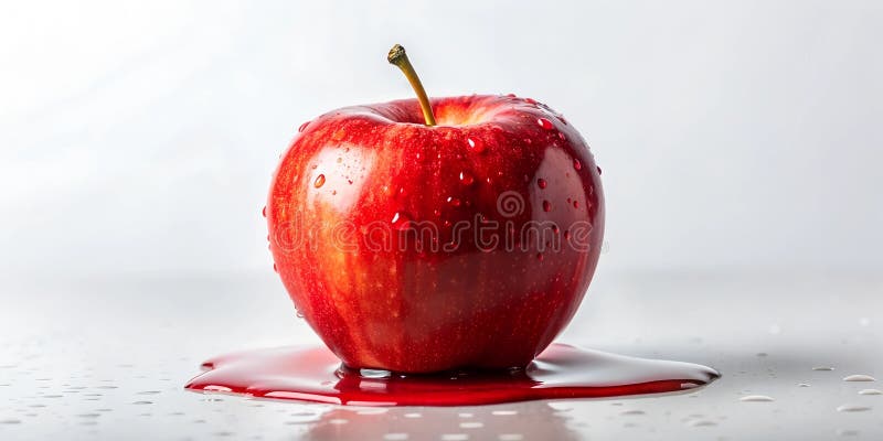 A Red Apple with a Liquid on it AI-Created Content Stock Photo - Image ...