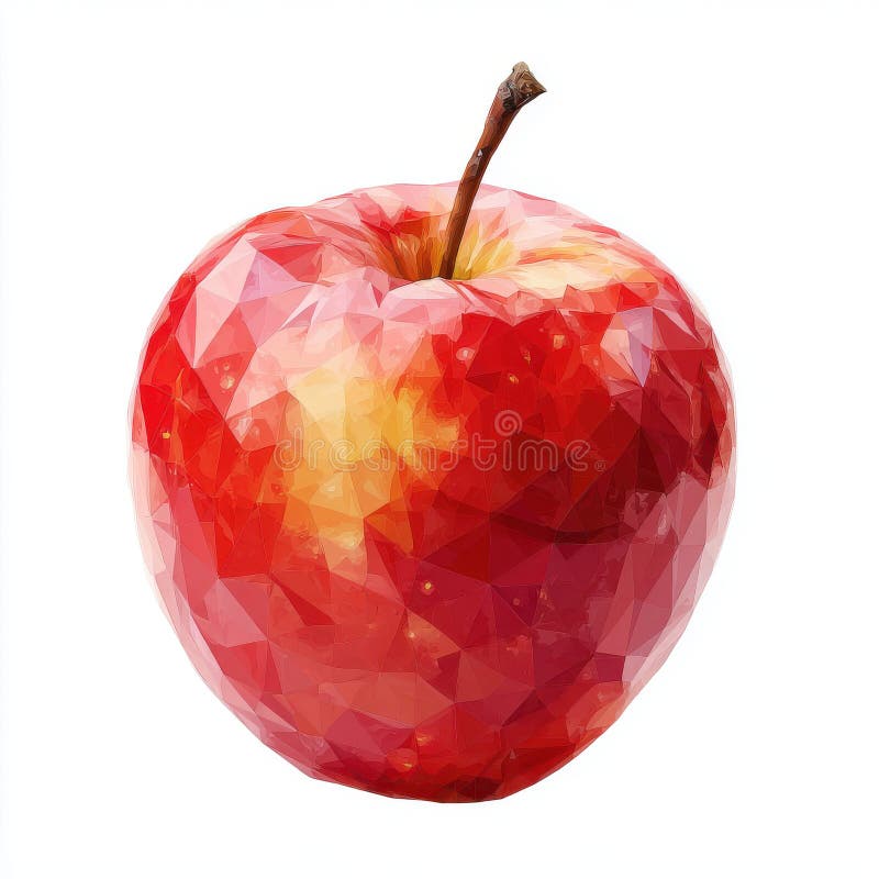 Red Apple Low Poly Illustration on White Stock Illustration ...