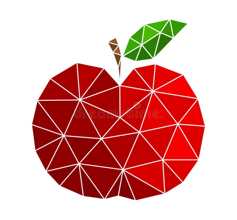 Red apple geometric shape. stock vector. Illustration of concept - 33073700