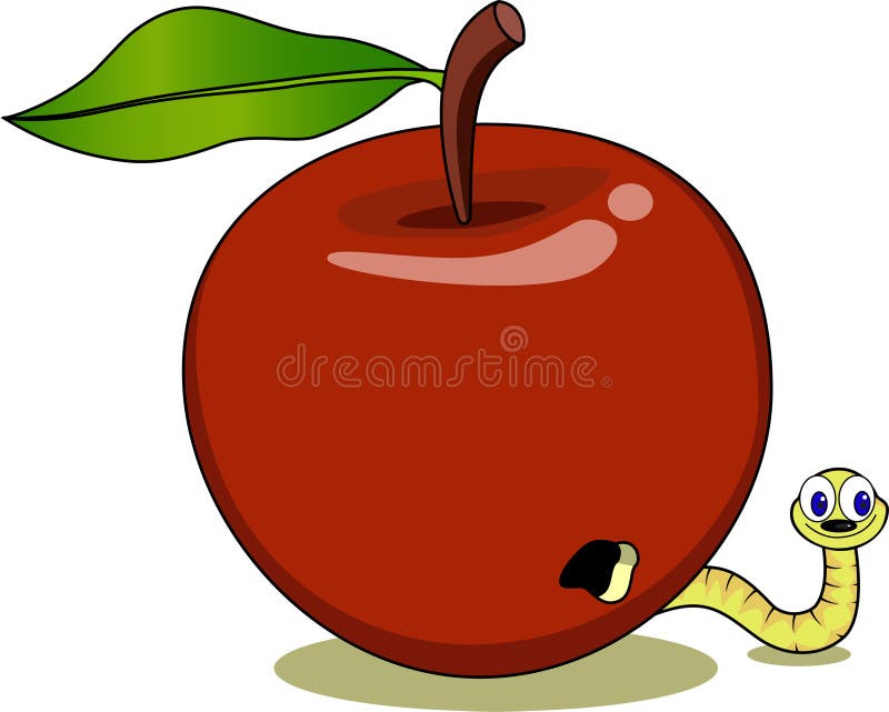 Apple with worm stock vector. Illustration of insect, nature - 7040103