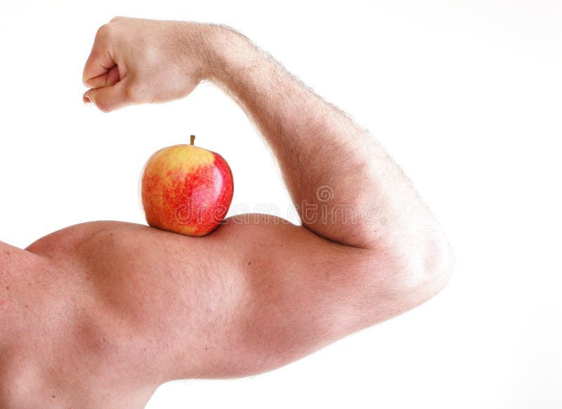 Red Apple on Man S Bicep Muscle Stock Photo - Image of flex, guru: 24402066