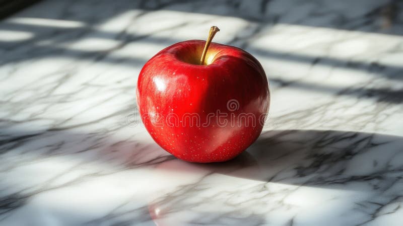 Red Apple on Marble with Dramatic Lighting AI-generated. Stock ...