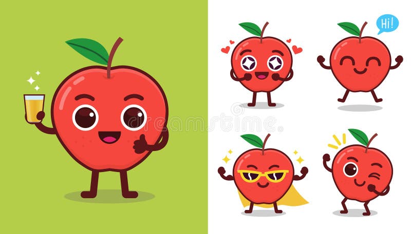 Red Apple Mascot Vector Illustration Stock Illustration - Illustration ...