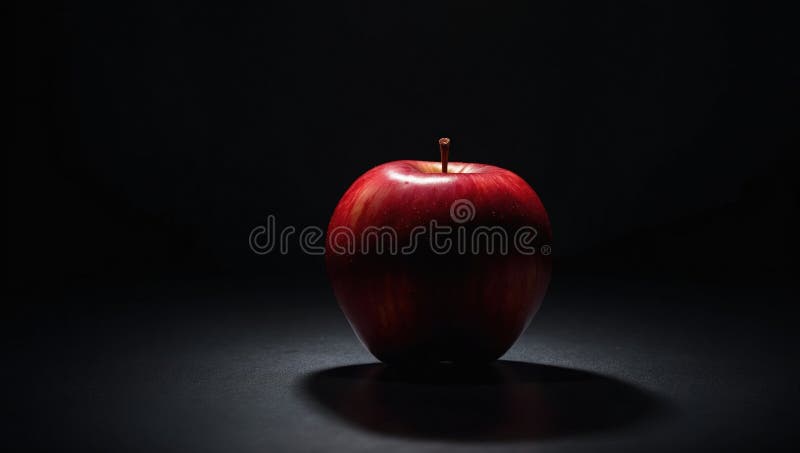 Red Apple with Minimalist Lighting Against a Dark Background Stock ...