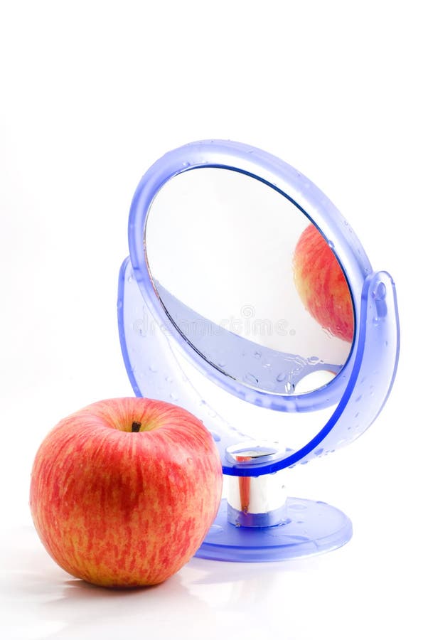 Apple in the mirror image stock photo. Image of brainchild - 36692732