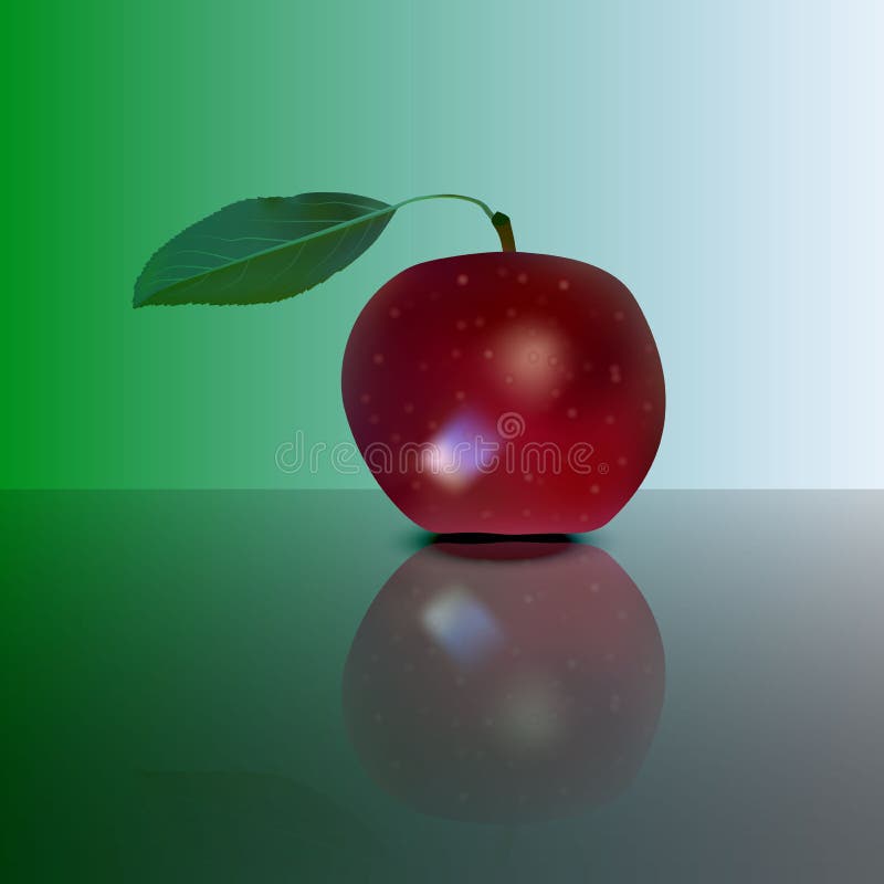 Red apple on mirror Vector stock vector. Illustration of hand - 131921727