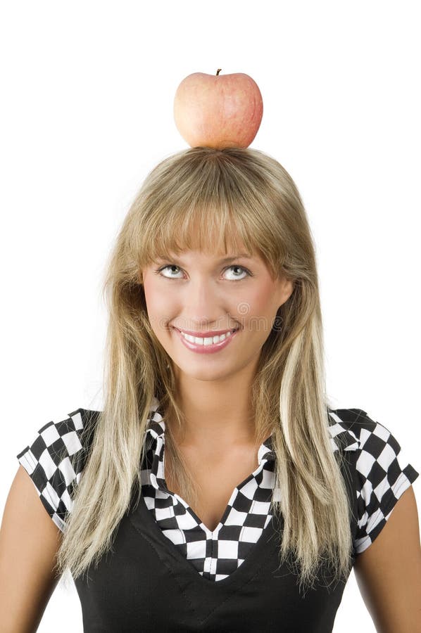 Red apple on my head stock image. Image of fresh, beauty - 5814623