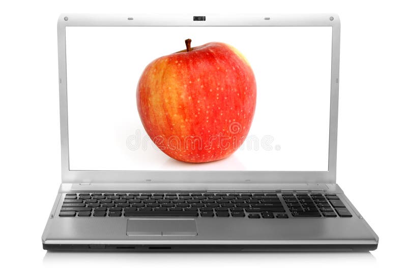 Laptop and apple stock image. Image of internet, black - 6668495