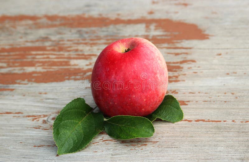Red Apple on an Old Wood Table Stock Photo - Image of copy, vitamin ...