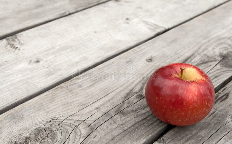 Red Apple on Old Wooden Table Stock Image - Image of healthy, graft ...