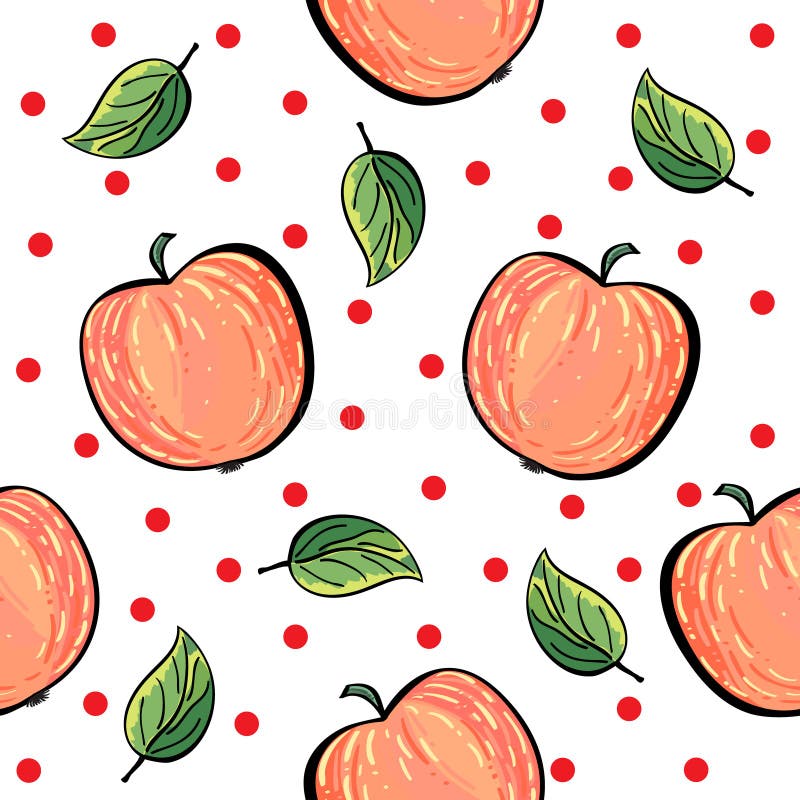 Red Apple Pattern with Red Dots Stock Vector - Illustration of design ...