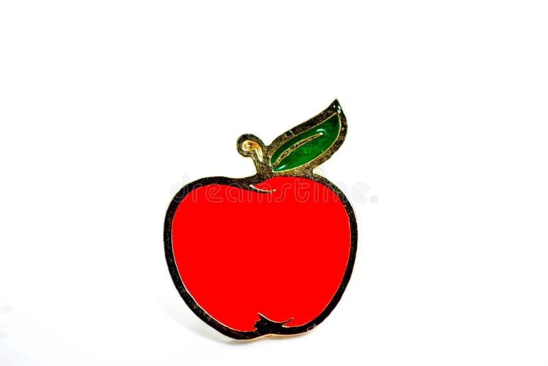 Red Apple Pin Badge on White Background Stock Image - Image of closeup ...