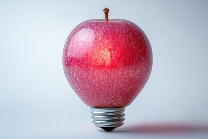 A Red Apple is Placed Inside a Light Bulb Stock Photo - Image of ...